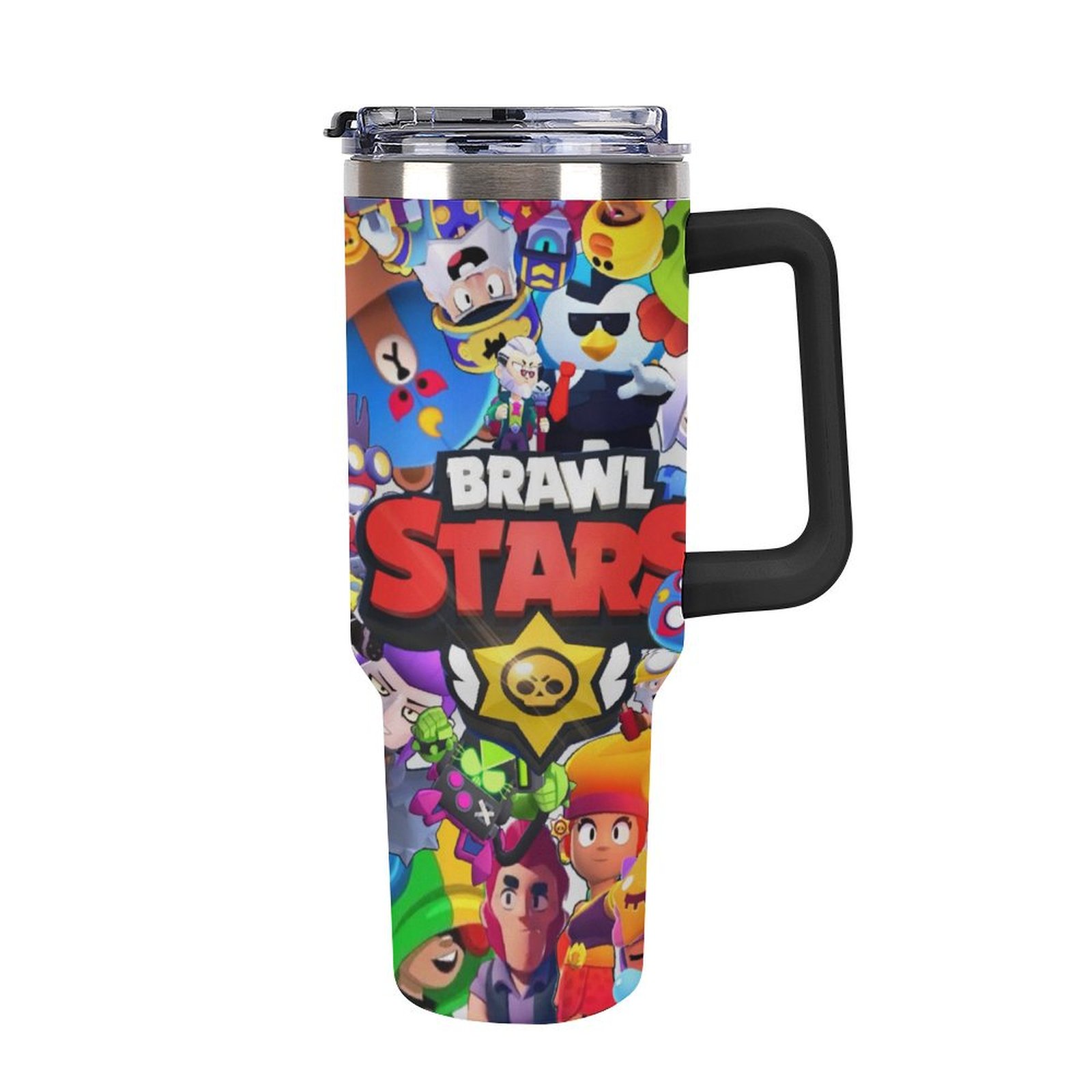 Brawl Stars Car Cup with Handle Straw Lid Stainless Steel Double Wall ...
