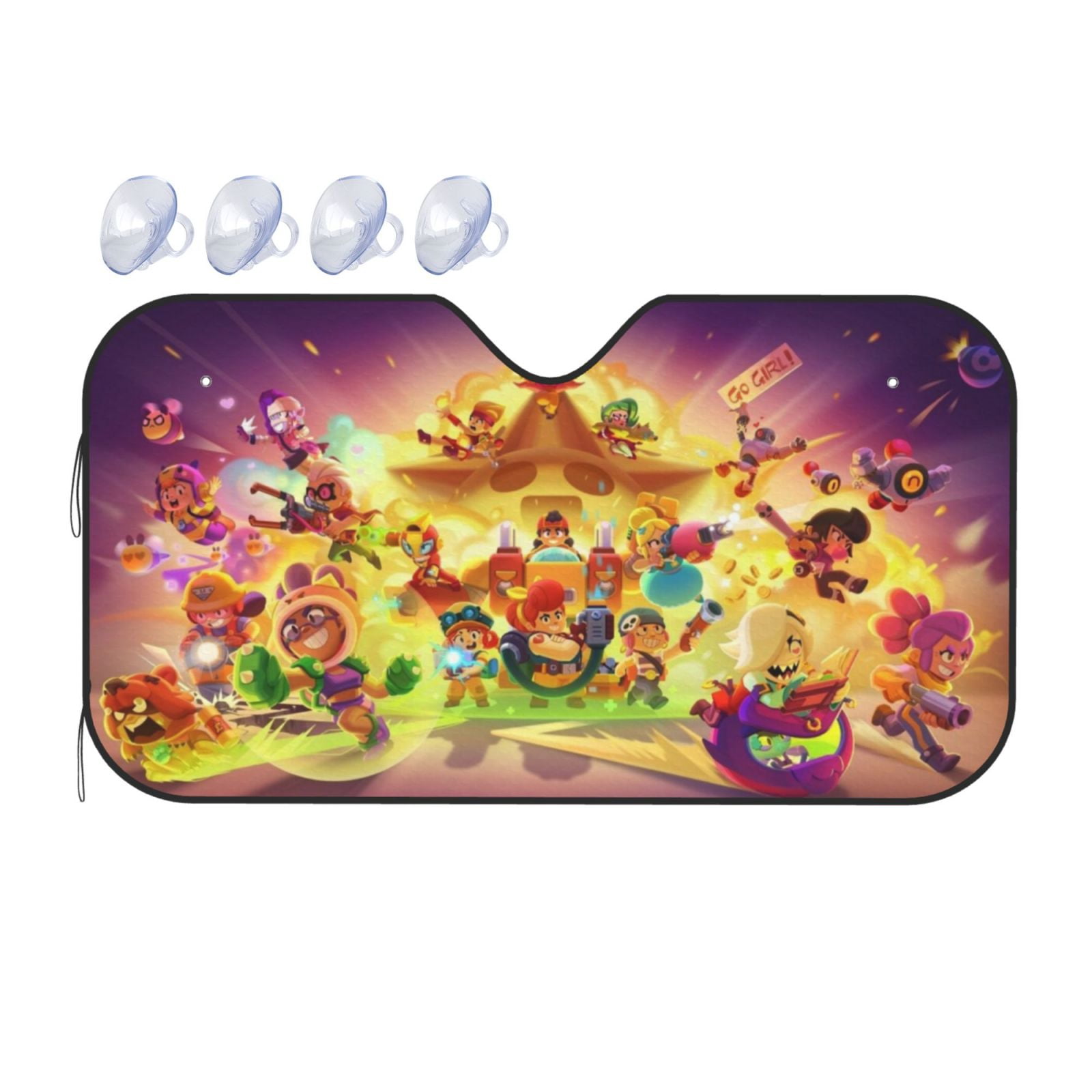 Brawl-Stars Car Windshield Sunshade Dragons Black and Red Eyes Foldable ...