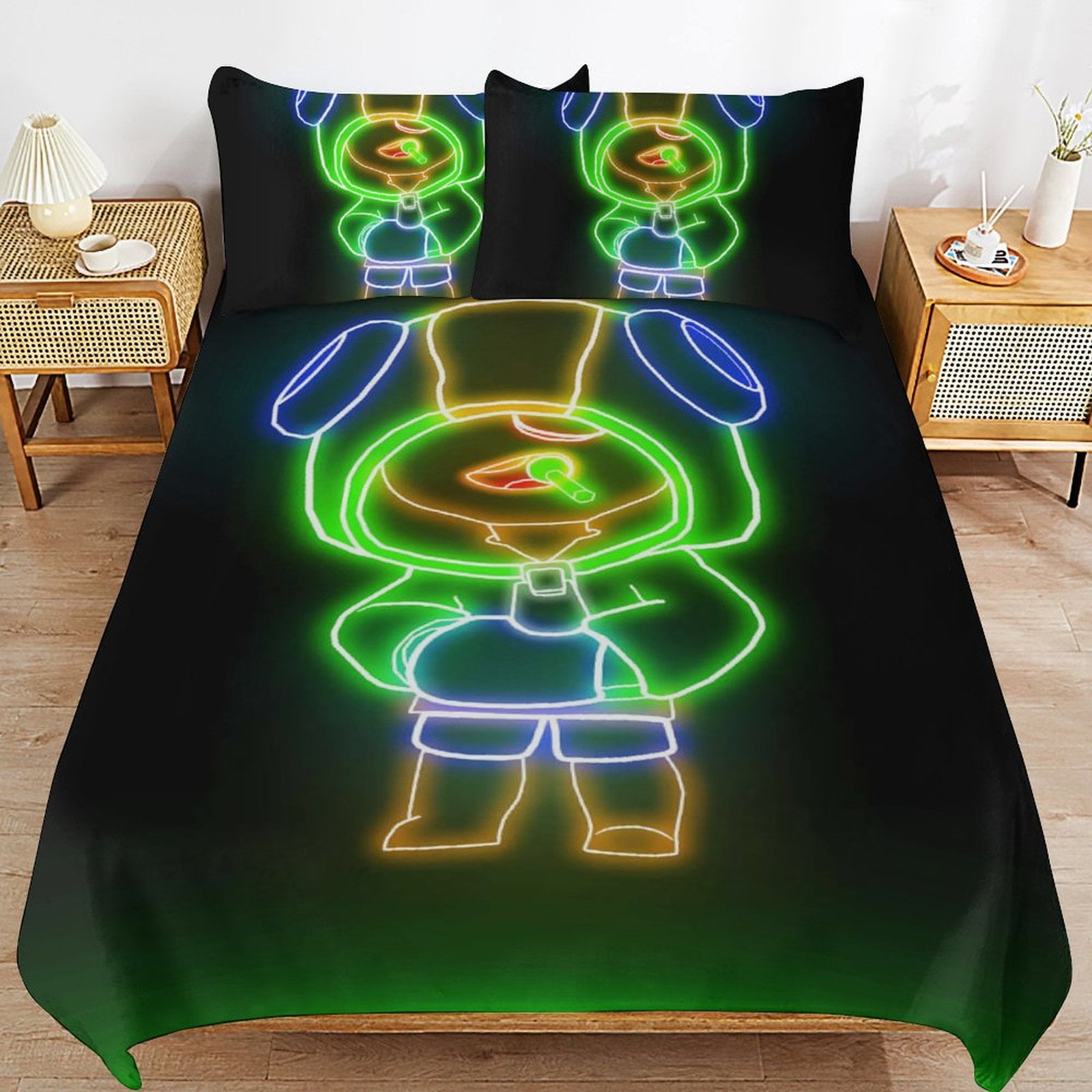 Brawl Stars Cartoon 3 Piece Bedding Set, Cute Anime Printed Duvet Cover ...