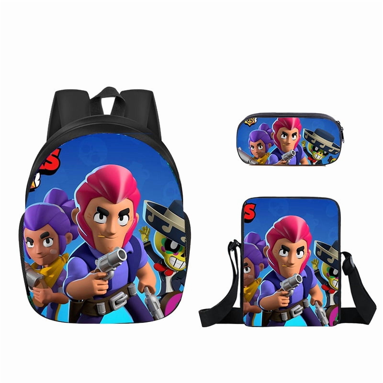 Brawl Stars Cartoon Anime 3 Piece Backpack Lunch Bag & Pencil Case Set ...