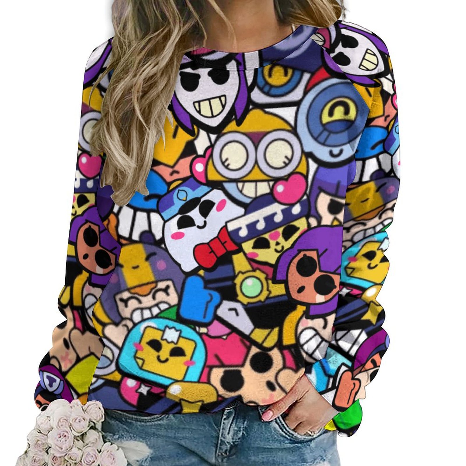Brawl Stars Characters Womens Sweatshirts Hoddies Hooded Raglan Round ...