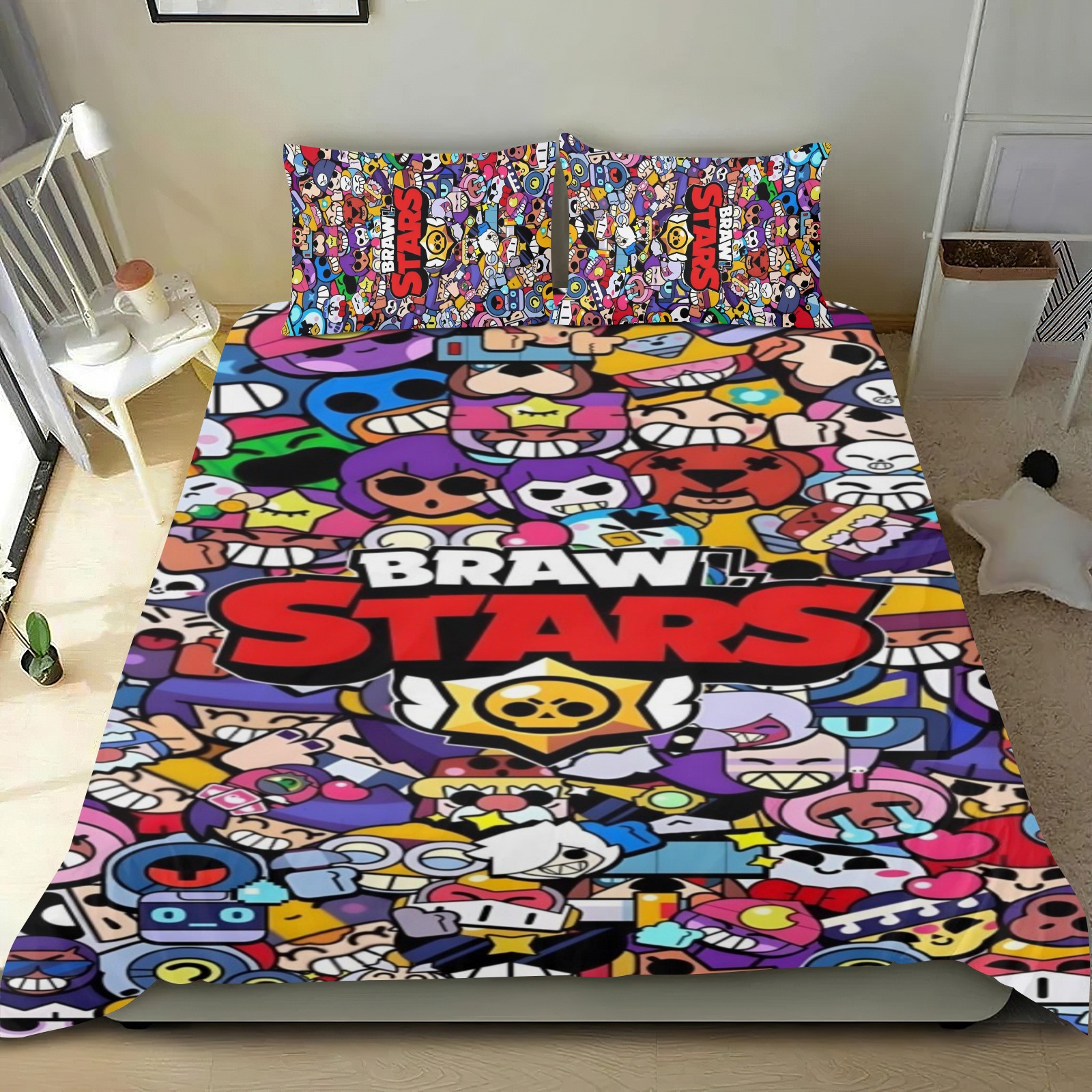Brawl Stars Duvet Cover 3 Piece Bedding Set,Teens Comforter Cover Set ...
