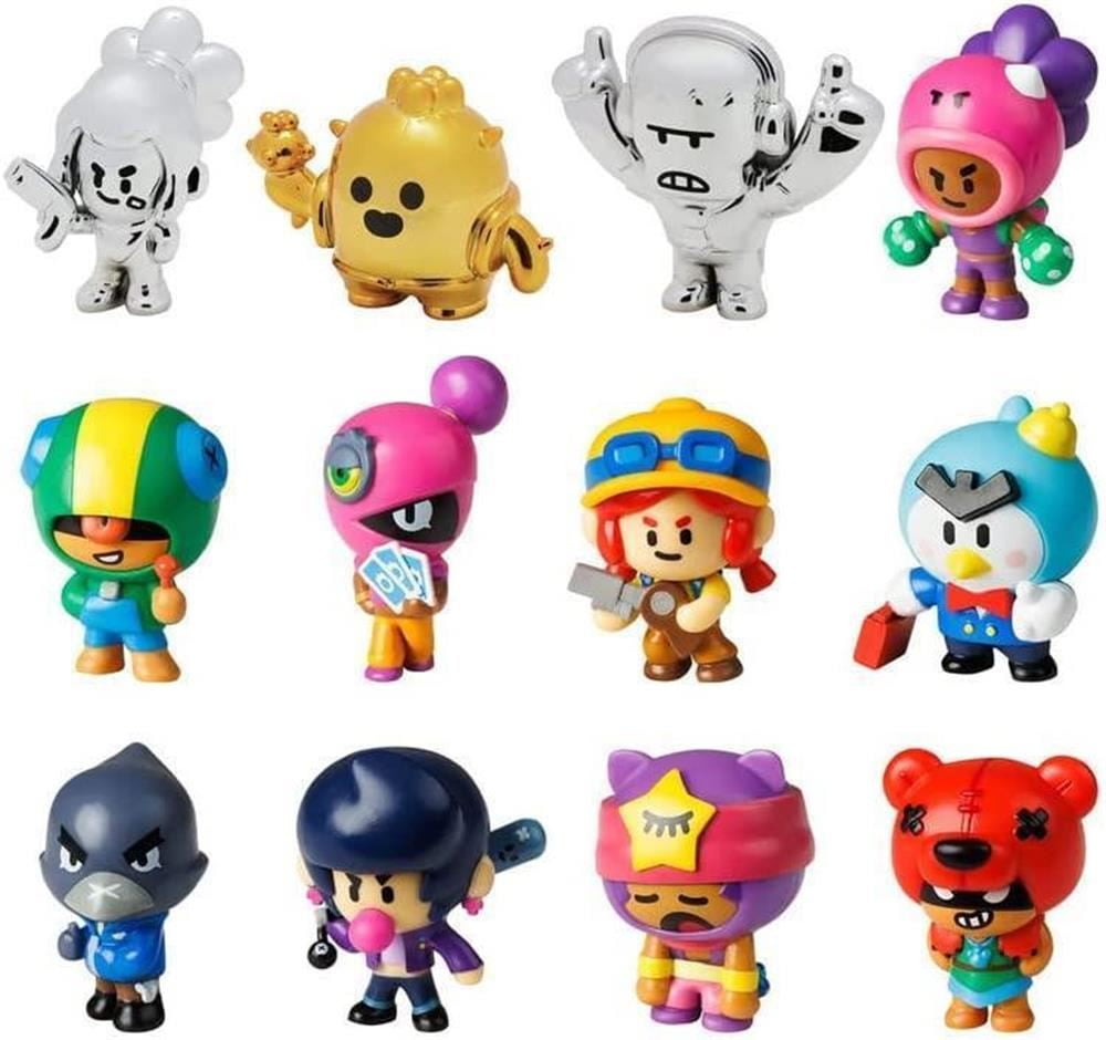Brawl Stars Figures 12pk Silver Shelly Gold Spike Frank Rosa Leon Tara ...