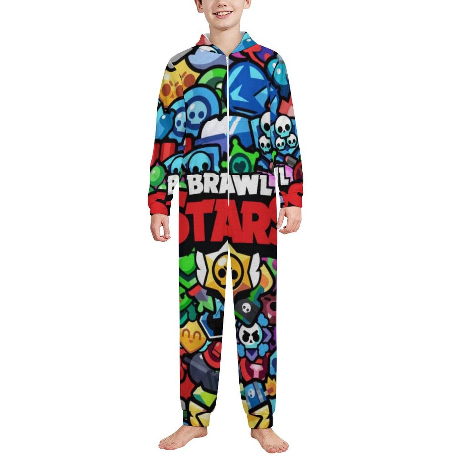 Brawl Stars Jumpsuit Home Pajamas for Girls Boys Flannel One Piece ...
