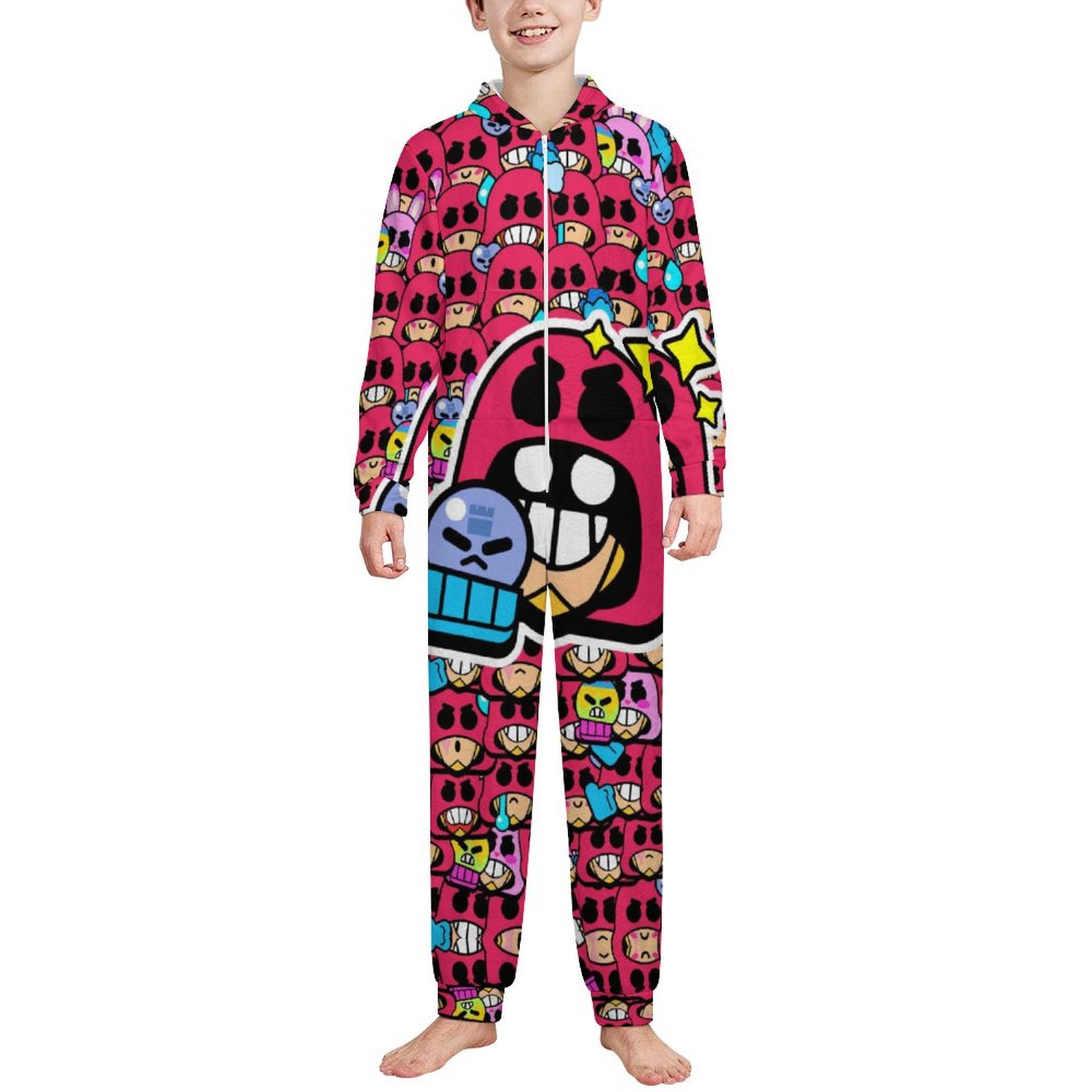 Brawl Stars Jumpsuit Home Pajamas for Girls Boys Flannel One Piece ...