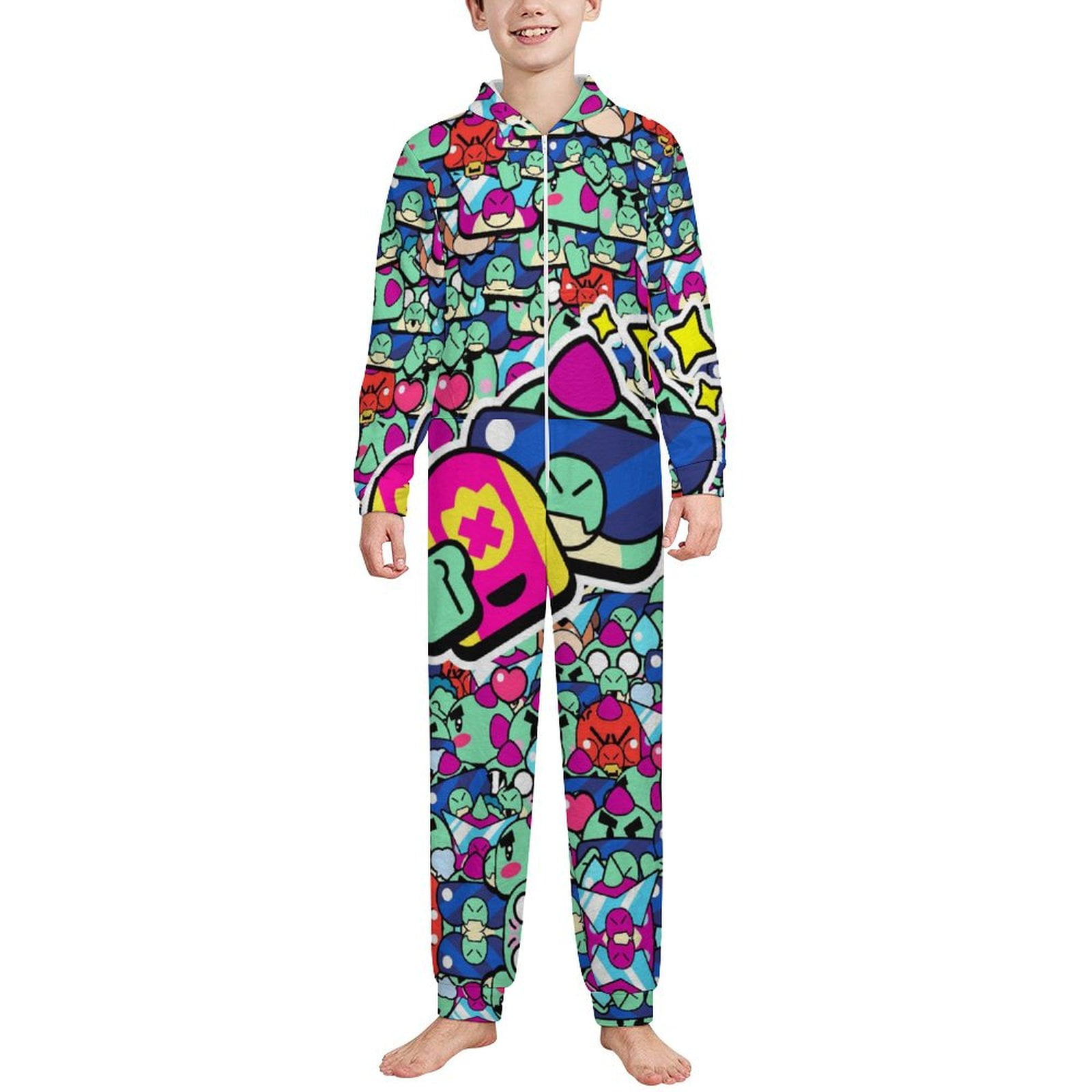 Brawl Stars Jumpsuit Home Pajamas for Girls Boys Flannel One Piece ...