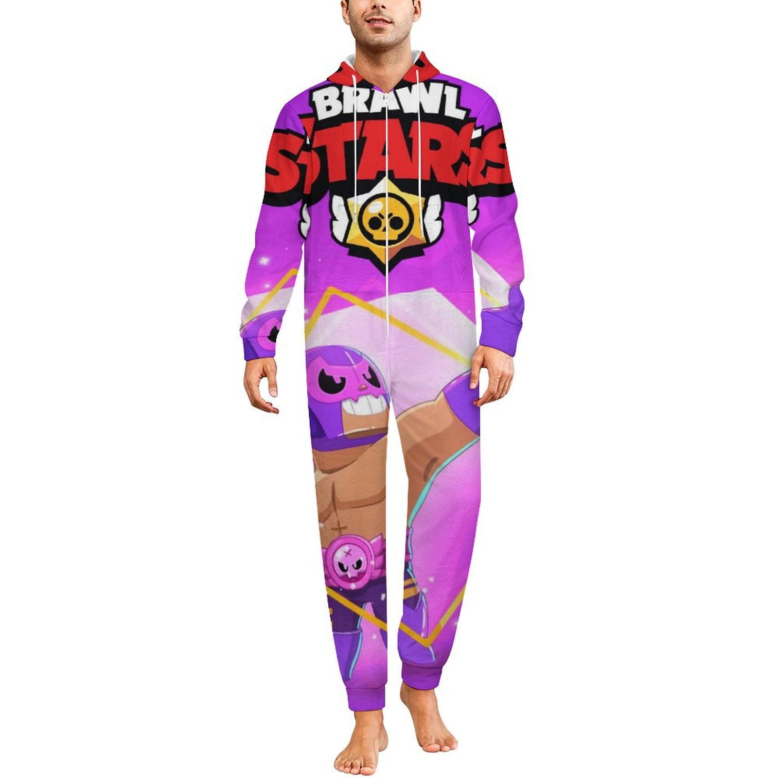 Brawl Stars Jumpsuit for Men Women Hooded Flannel Onesie Rompers Soft ...
