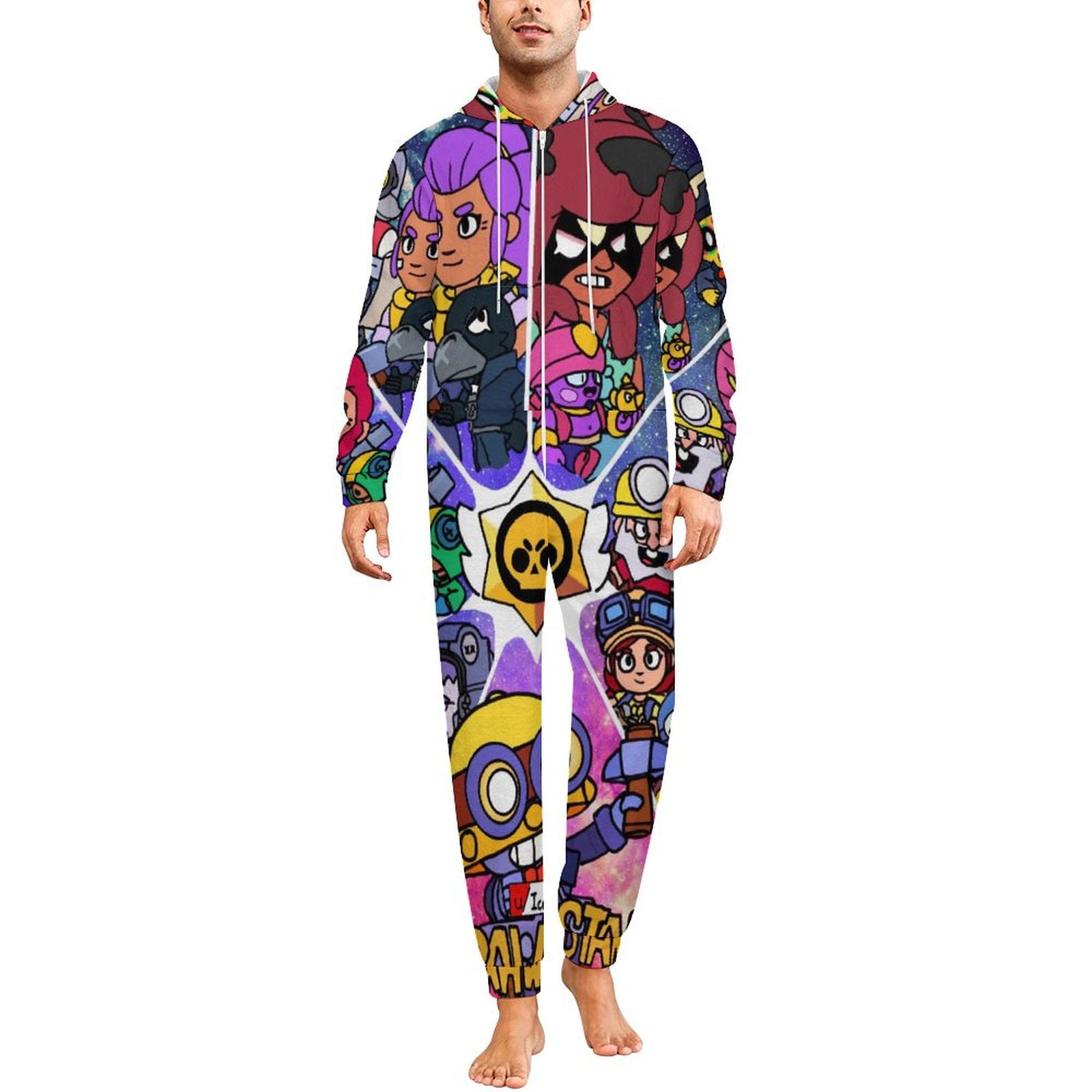 Brawl Stars Jumpsuit for Men Women Hooded Flannel Onesie Rompers Soft ...