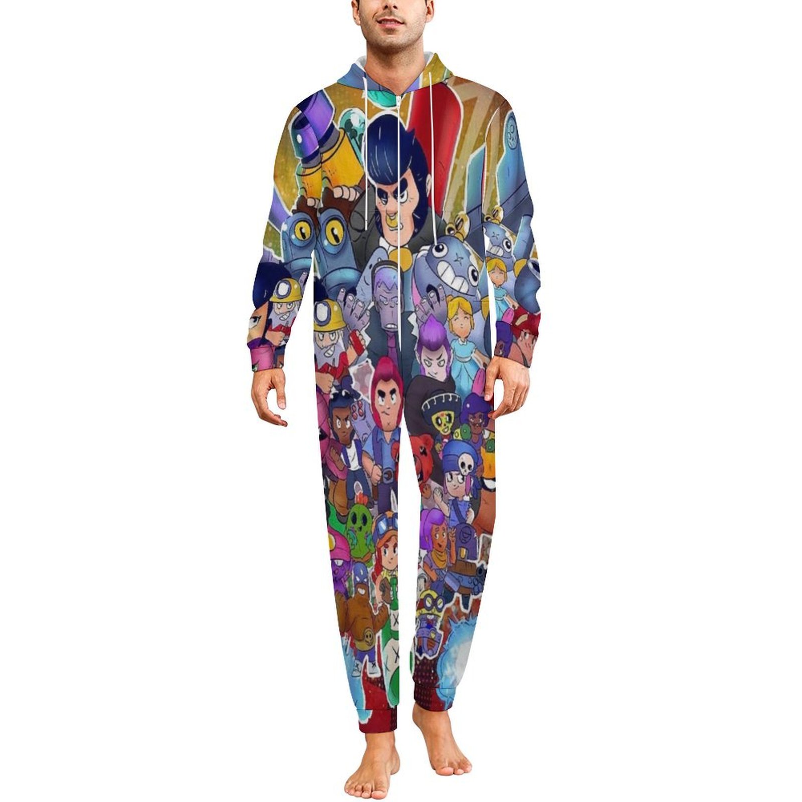 Brawl Stars Jumpsuit for Men Women Hooded Flannel Onesie Rompers Soft ...