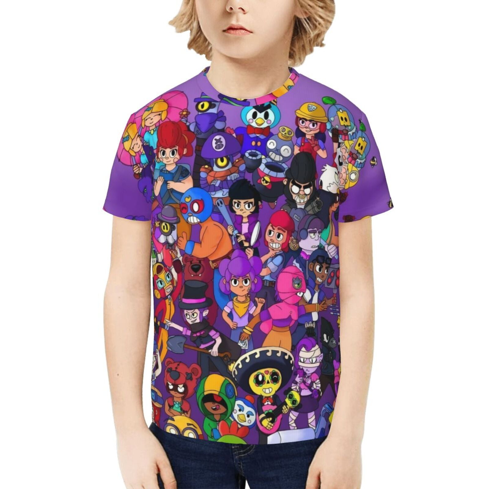 Brawl Stars Kids 3D Print Graphic T Shirts Funny Cartoon Casual Short ...