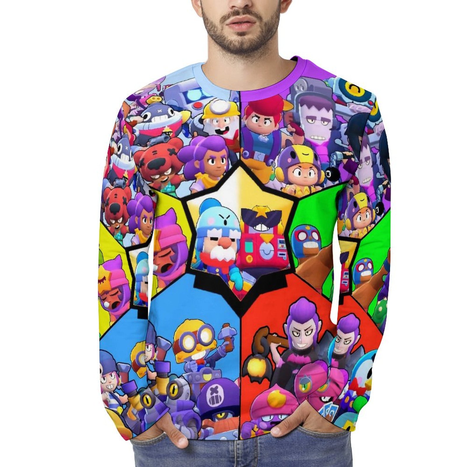 Brawl Stars Long Sleeve Shirts for Men Trendy Streetwear Crew Neck Tops ...