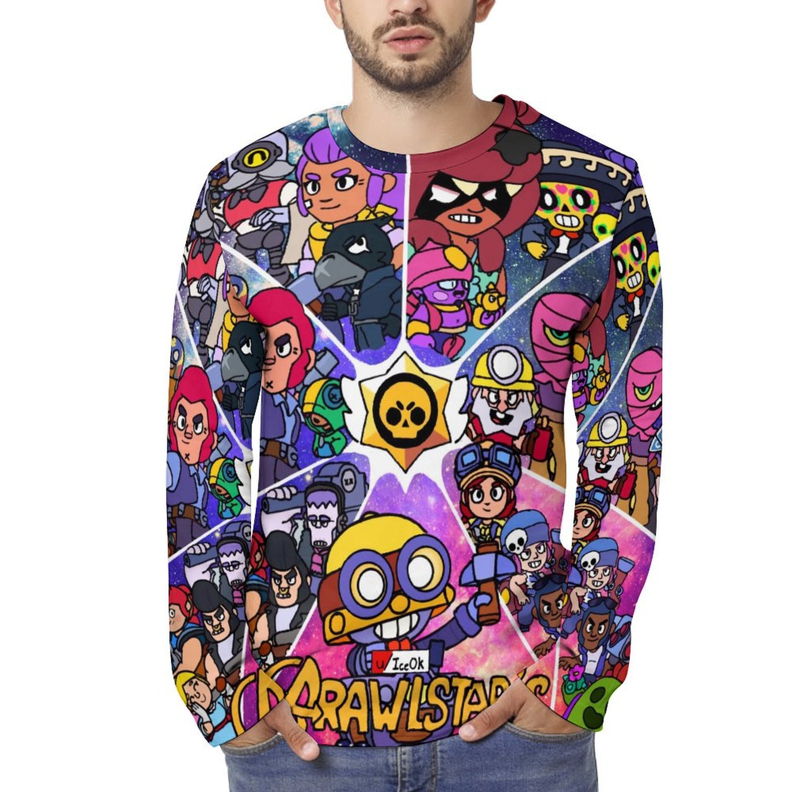 Brawl Stars Long Sleeve Shirts for Men Trendy Streetwear Crew Neck Tops ...