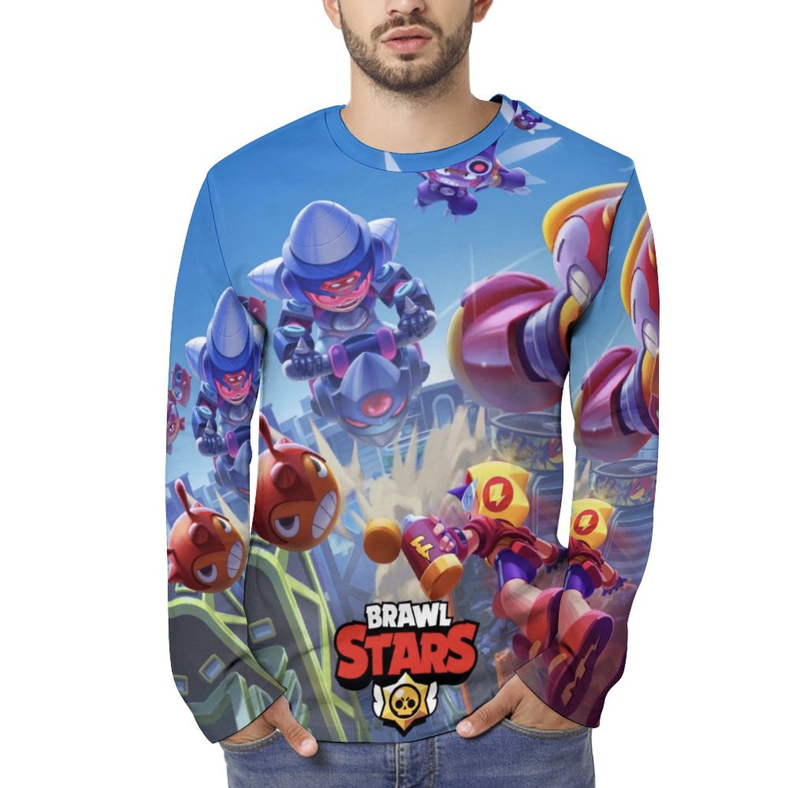 Brawl Stars Long Sleeve Shirts for Men Trendy Streetwear Crew Neck Tops ...