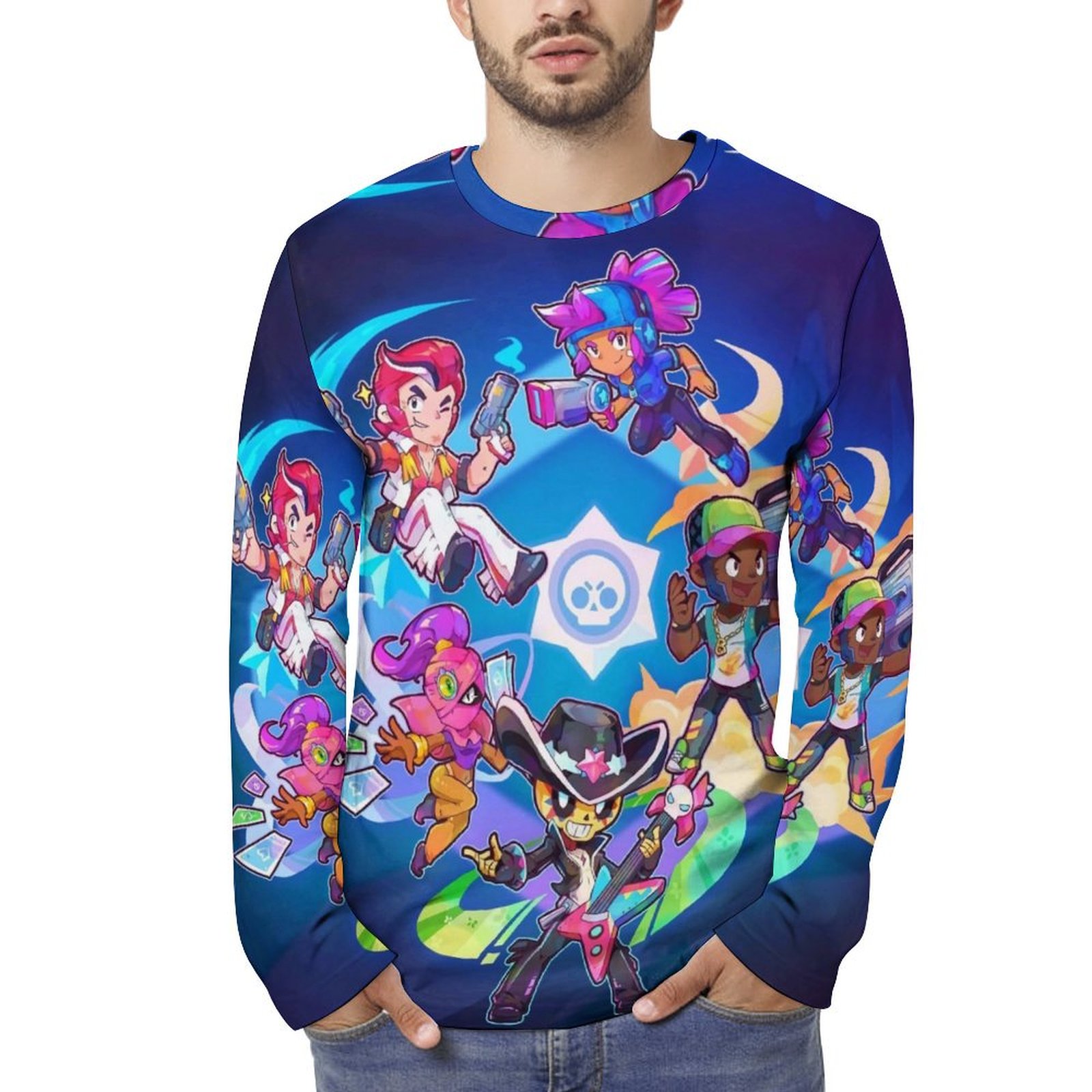 Brawl Stars Long Sleeve Shirts for Men Trendy Streetwear Crew Neck Tops ...
