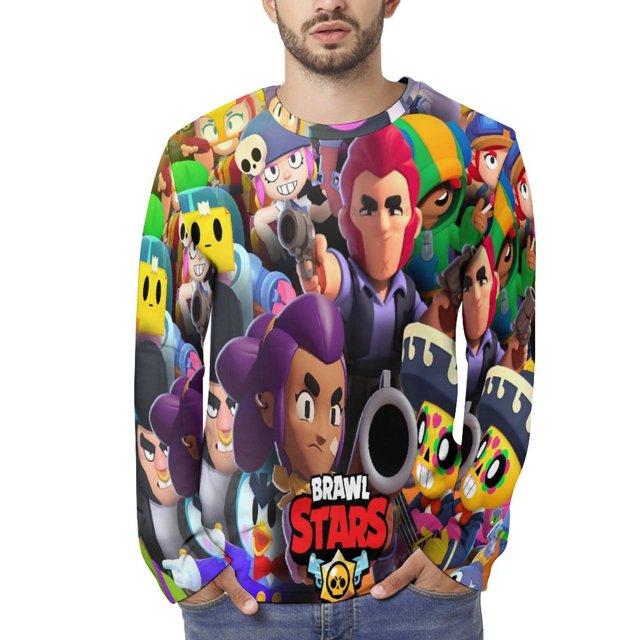 Brawl Stars Long Sleeve Shirts for Men Trendy Streetwear Crew Neck Tops ...