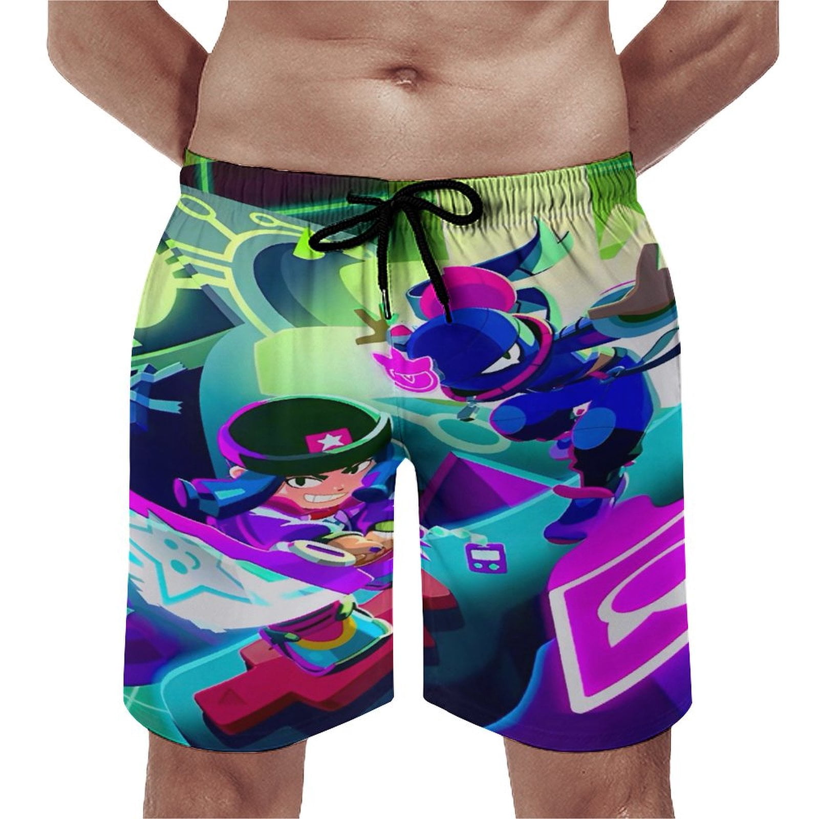 Brawl Stars Men's Beachwear Quick Dry 3D Printed Beach Board Shorts ...