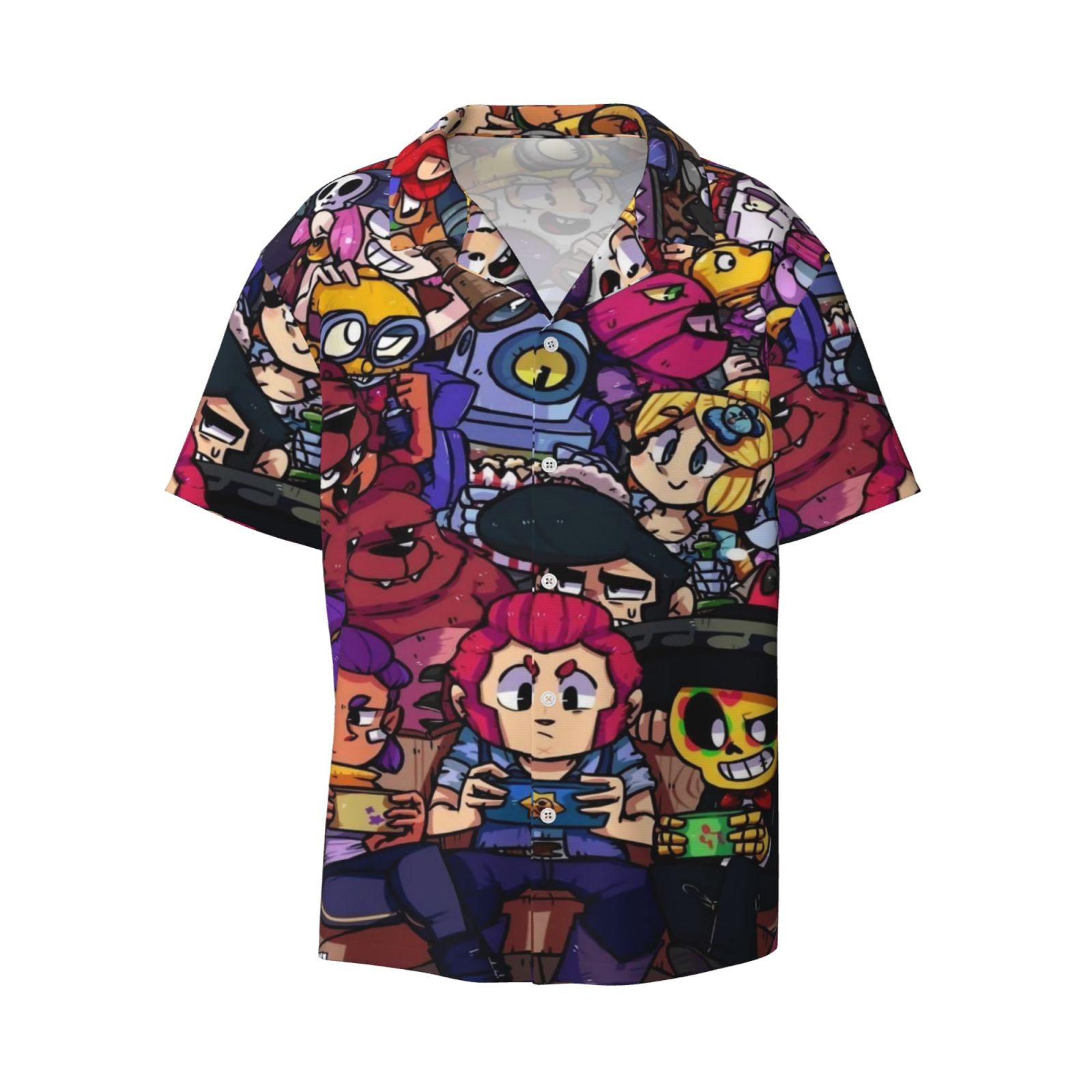 Brawl Stars Men's Hawaiian Shirt Cuban Guayabera Collar Short Sleeve ...