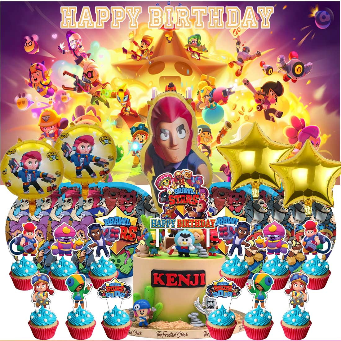 Brawl Stars Party Supplies Decor Tableware Backdrop Banner Cake Topper ...