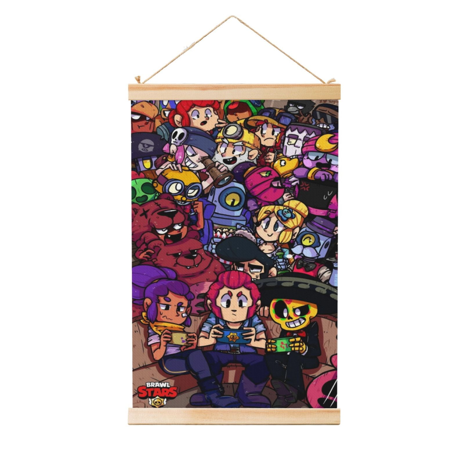 Brawl Stars Poster Canvas Wooden Shaft Hanging Poster Home Decor ...
