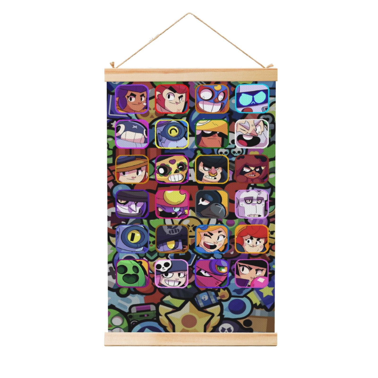 Brawl Stars Poster Canvas Wooden Shaft Hanging Poster Home Decor ...