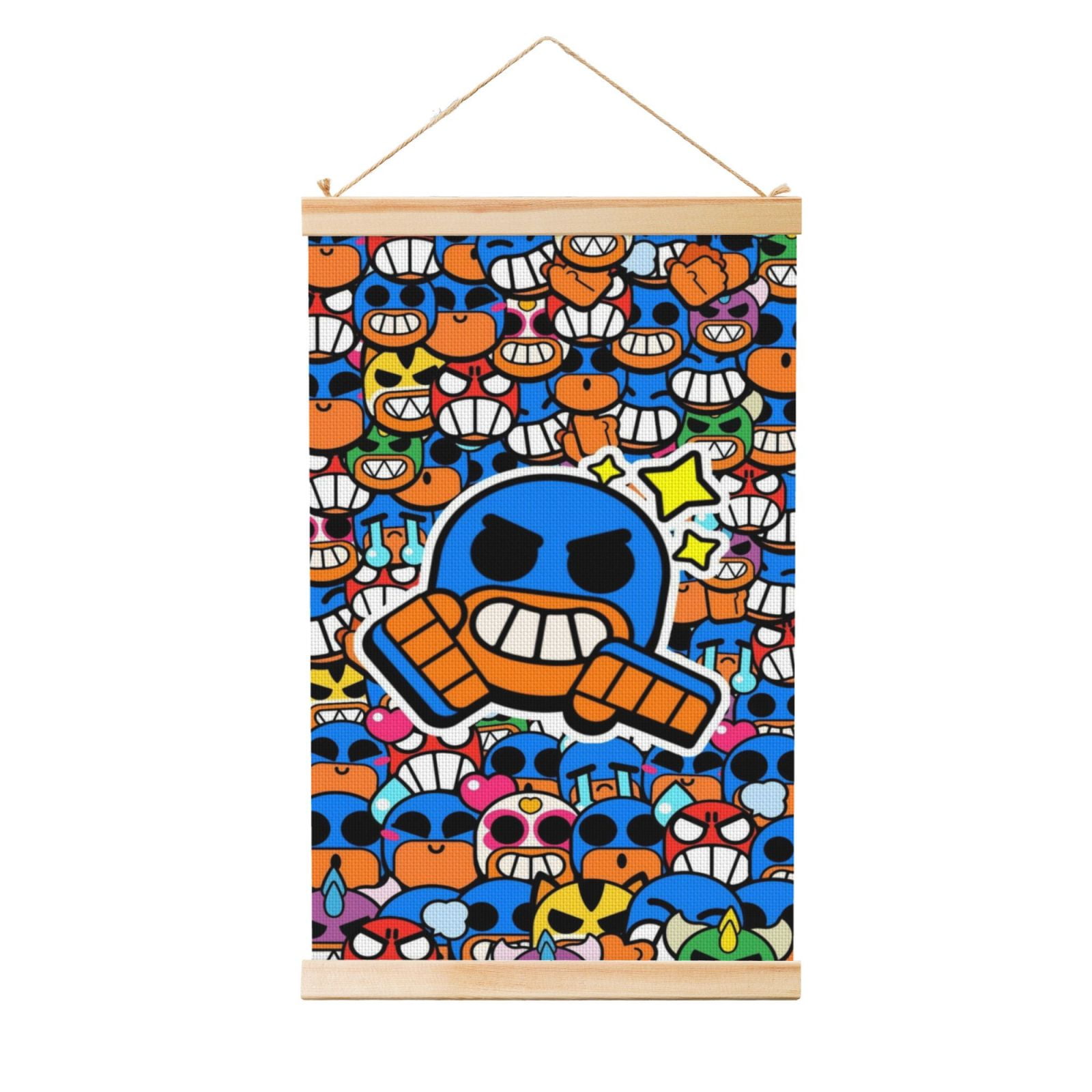 Brawl Stars Poster Canvas Wooden Shaft Hanging Poster Home Decor ...