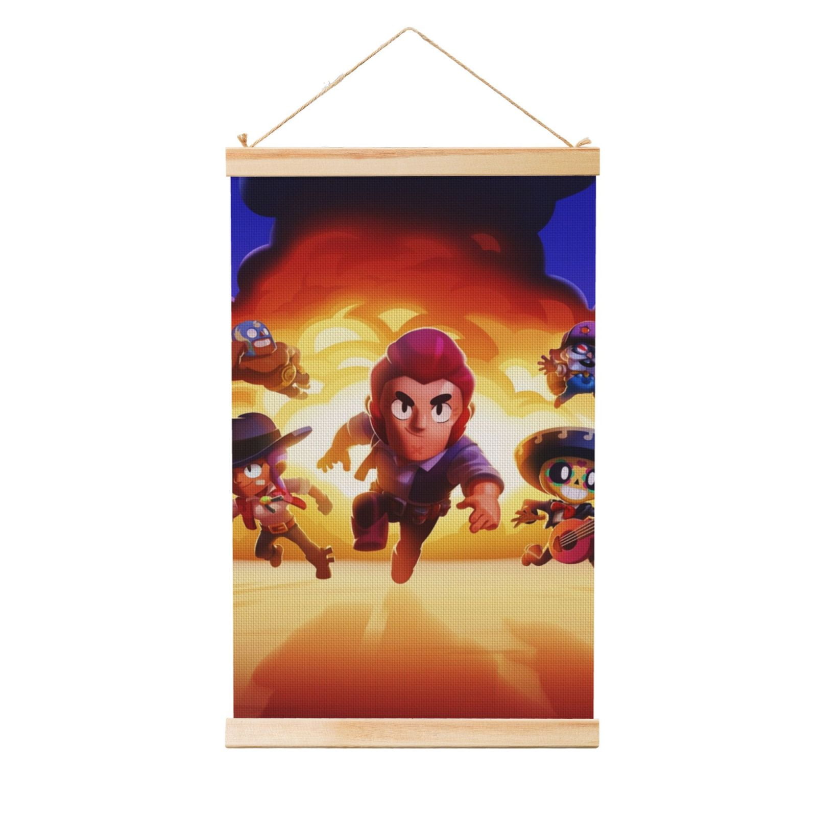 Brawl Stars Poster Canvas Wooden Shaft Hanging Poster Home Decor, Aesthetic Wood Frames Scroll ...