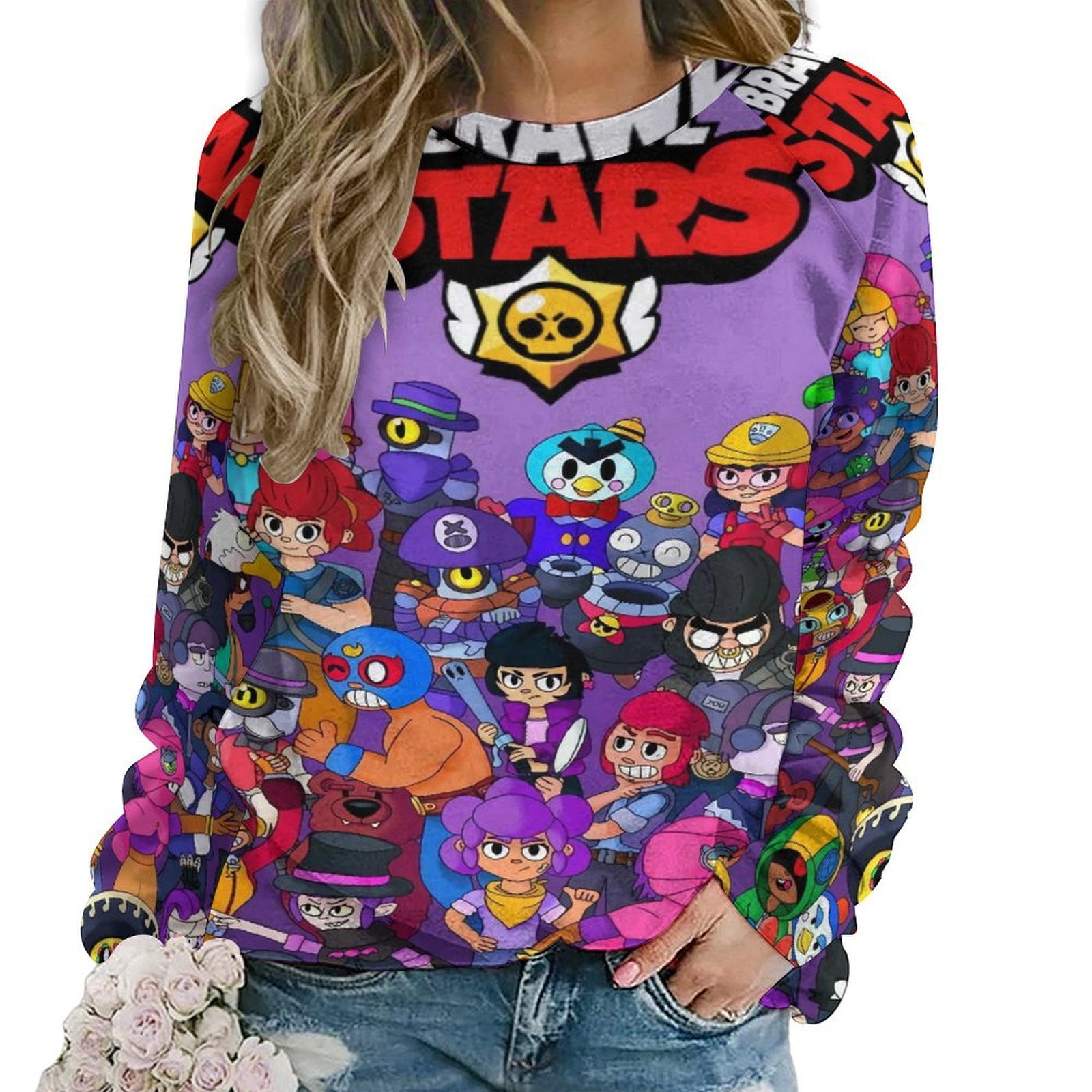 Brawl Stars Sweatshirts for Women Long Sleeve Crewneck Raglan Sweater ...
