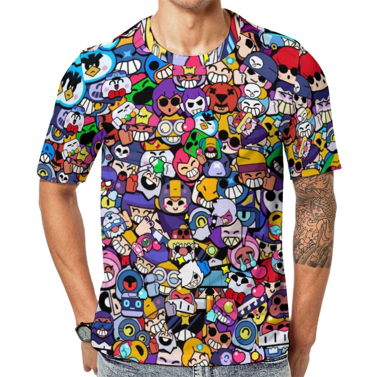 Brawl Stars T-Shirt Full Print Short Sleeve Crew Neck Casual Novelty ...