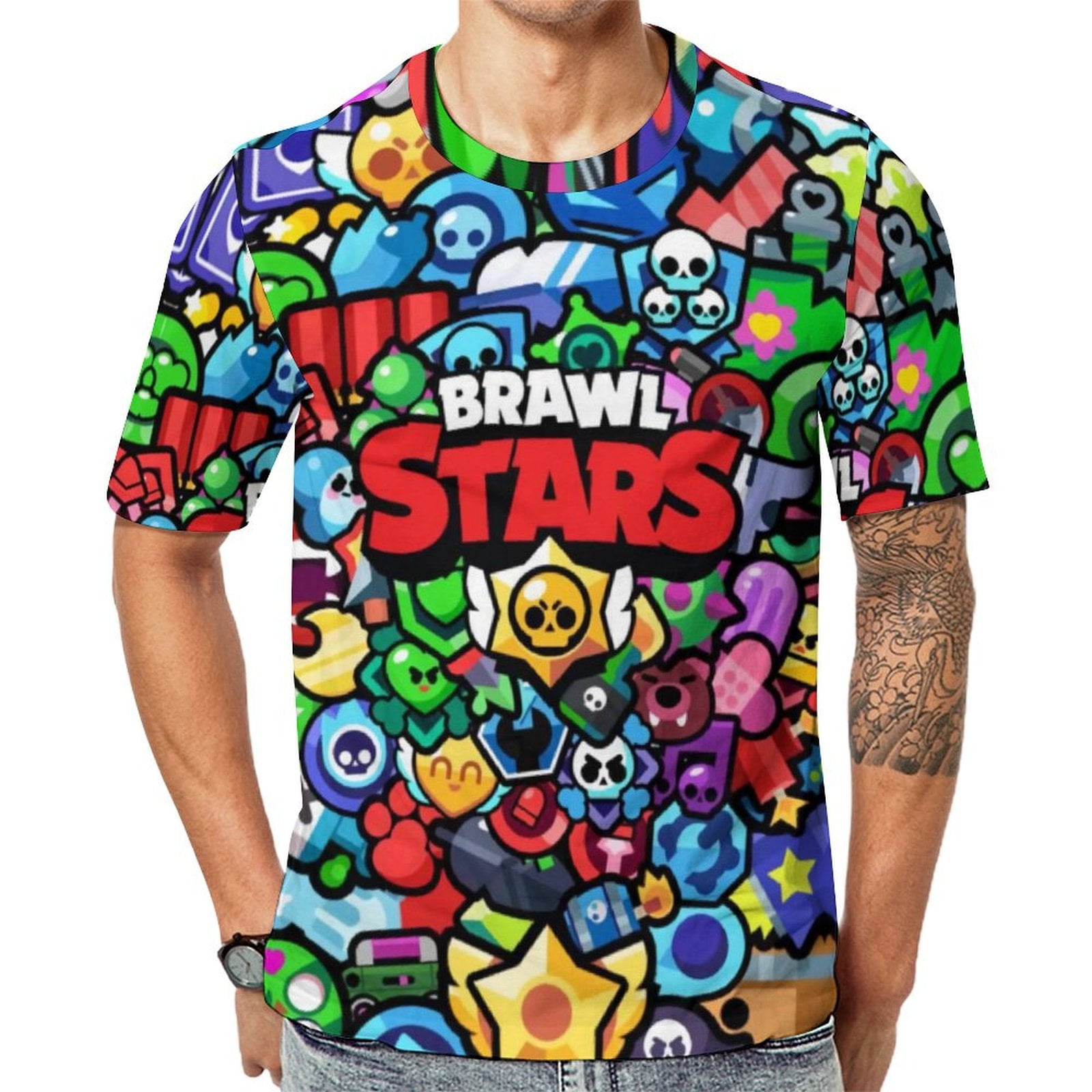 Brawl Stars T-Shirt Full Print Short Sleeve Crew Neck Casual Novelty ...