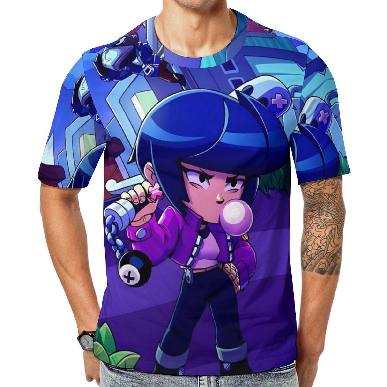 Brawl Stars T-Shirt Full Print Short Sleeve Crew Neck Casual Novelty ...