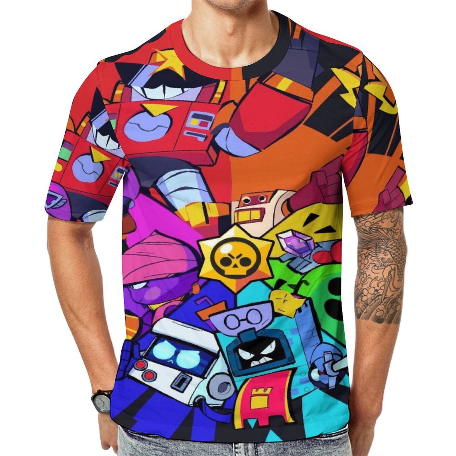 Brawl Stars T-Shirt Full Print Short Sleeve Crew Neck Casual Novelty ...
