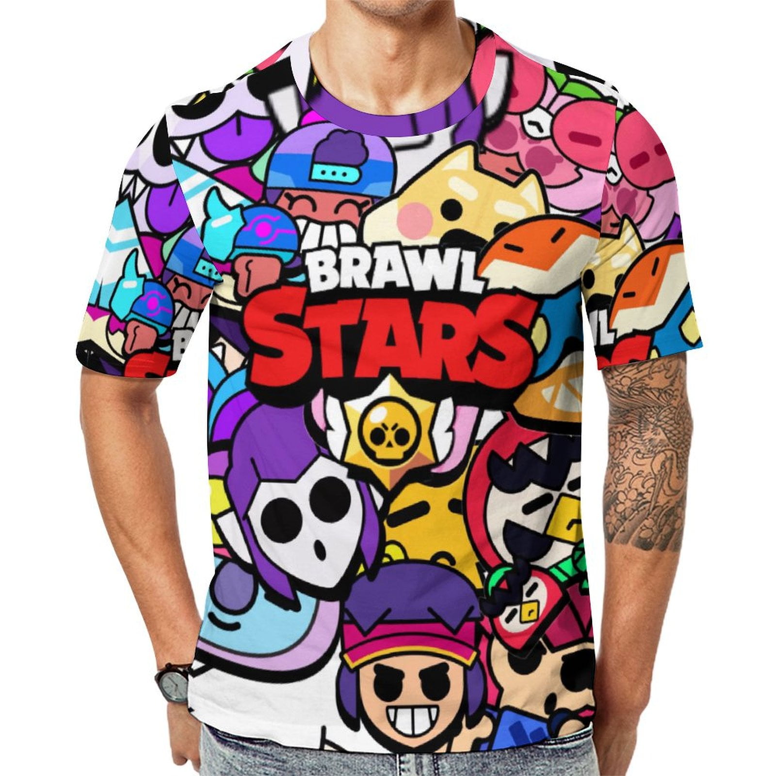 Brawl Stars T-Shirt Full Print Short Sleeve Crew Neck Casual Novelty ...
