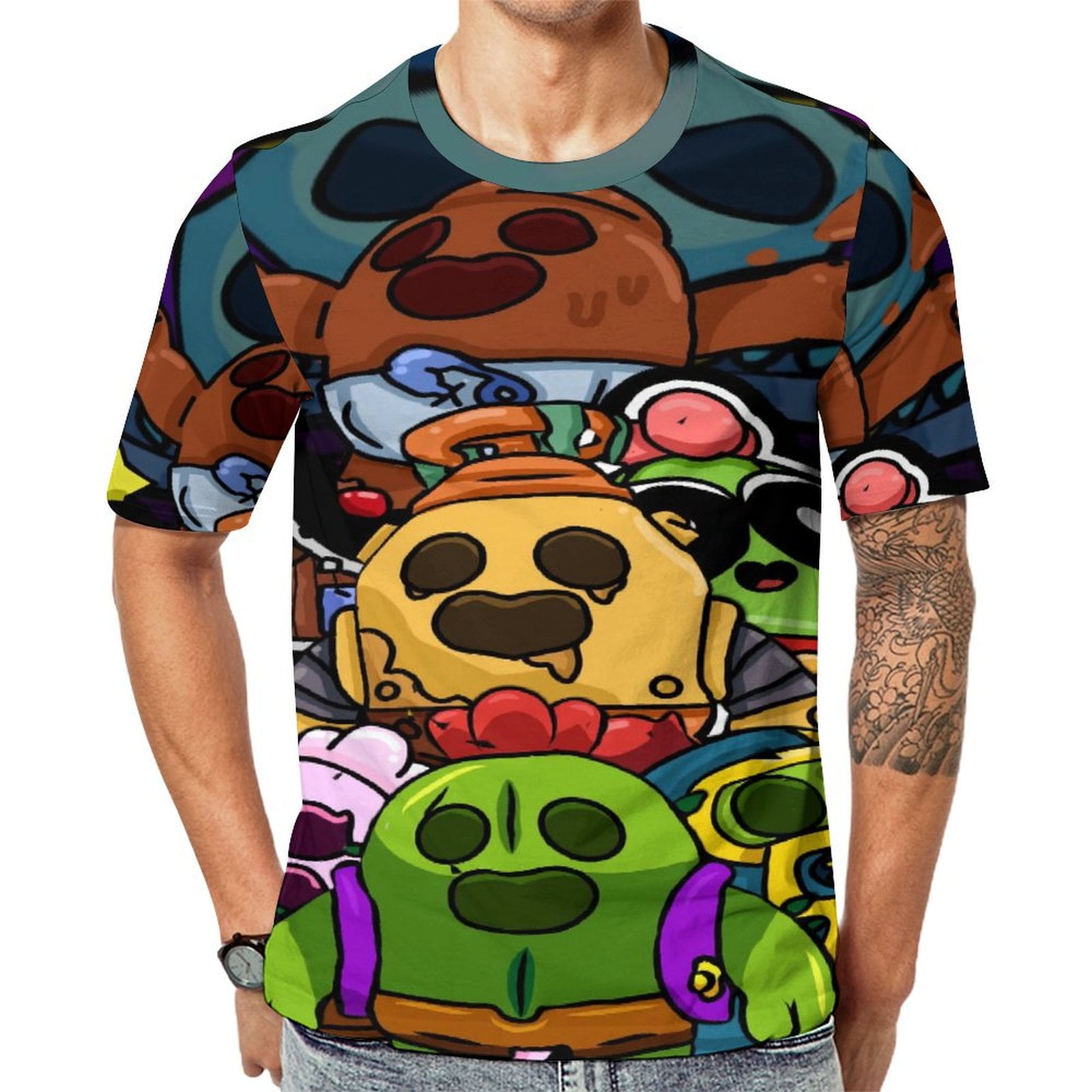 Brawl Stars T-Shirt Full Print Short Sleeve Crew Neck Casual Novelty ...