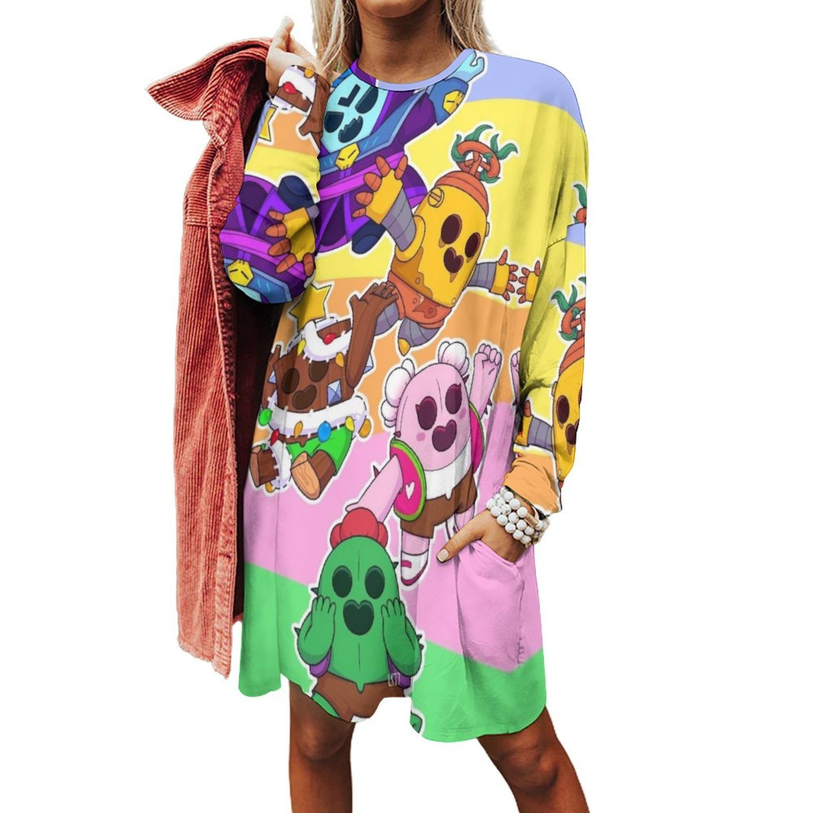 Brawl Stars Women's Long Sleeve Oversized Dressy T-Shirts Loose Casual ...