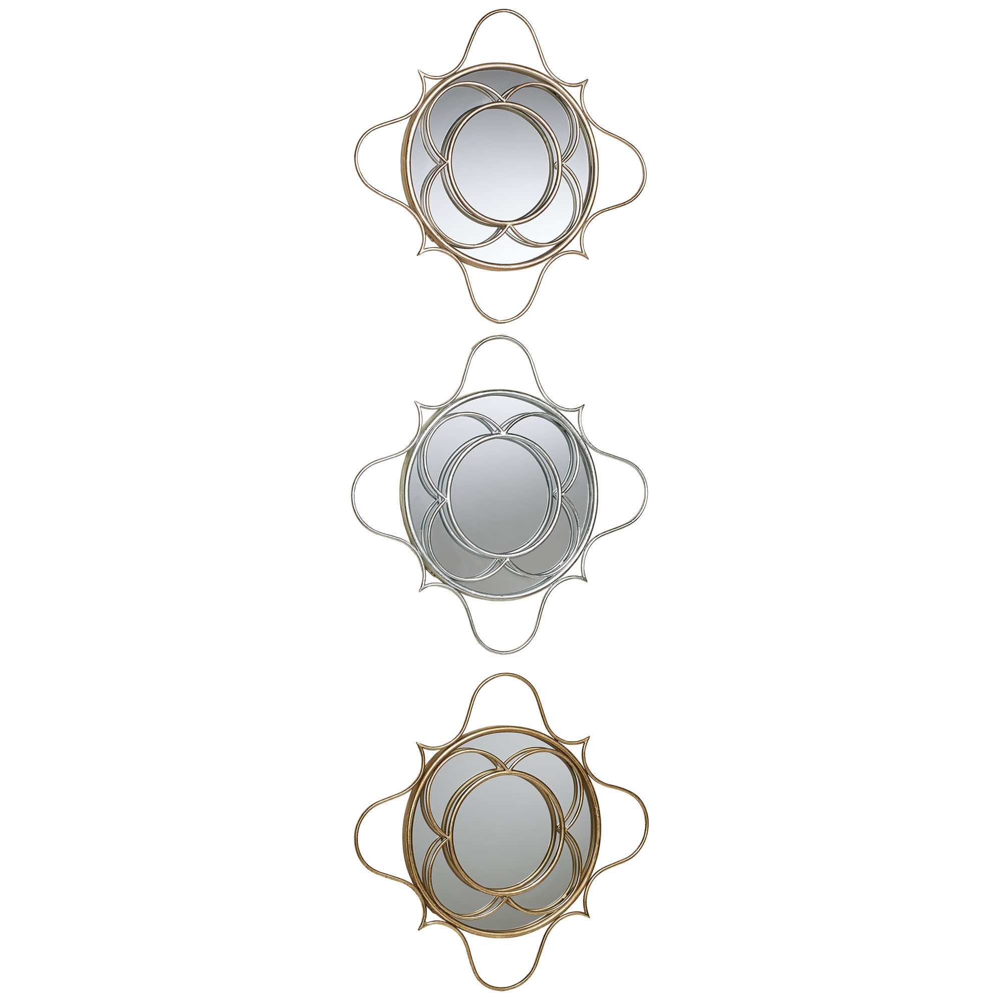 Brawley Mirrored Wall Art Multi Metallic Set of Three 3 - Walmart.com