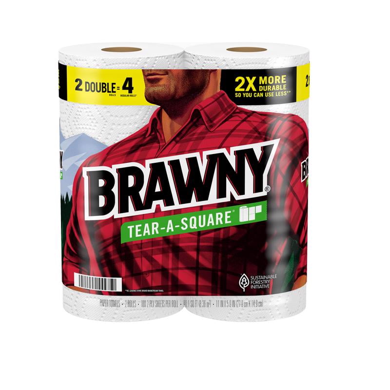 Brawny 44350 Tear-A-Square 2-Ply Paper Towels, 120 Sheets/Roll, 2 Roll ...