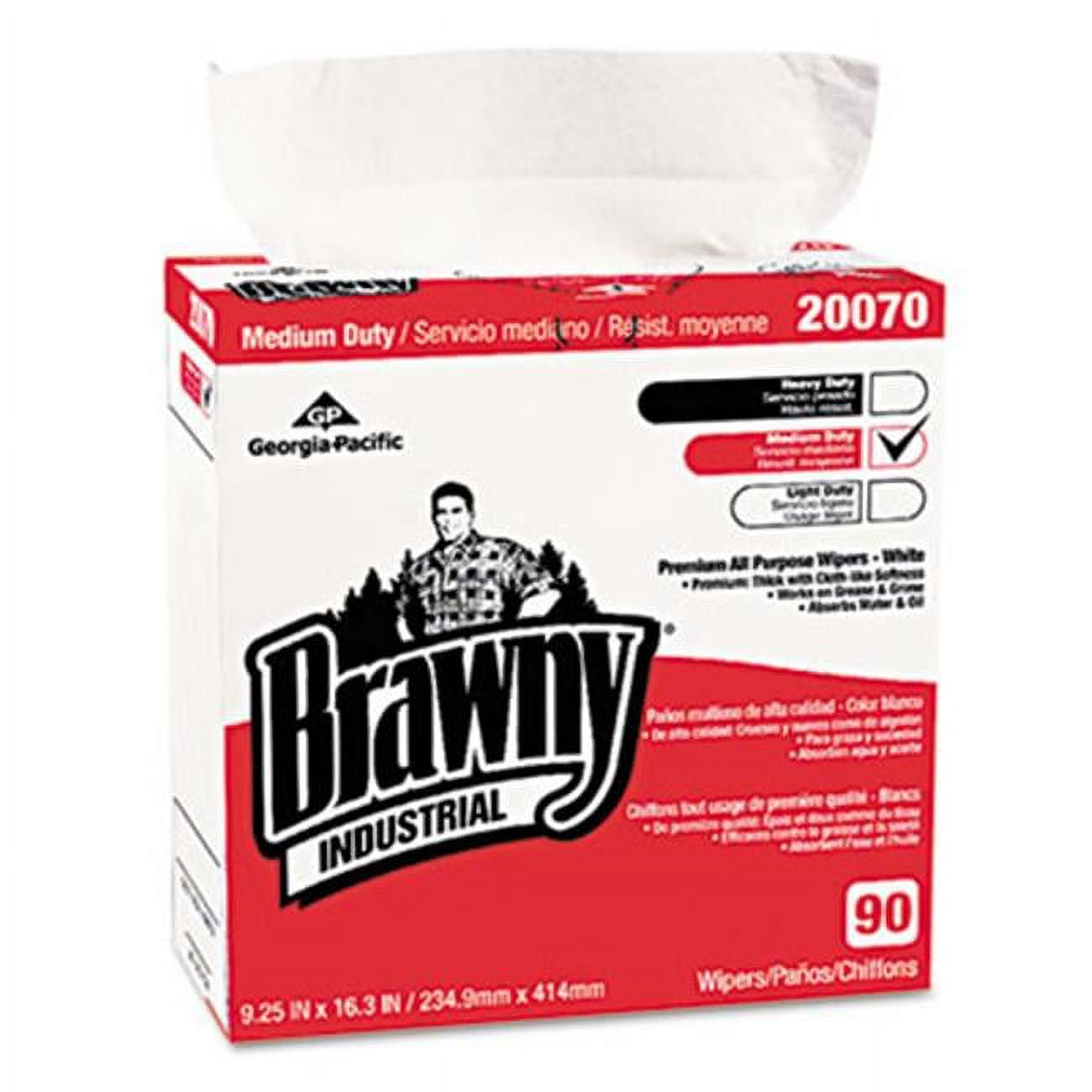 Brawny Industrial 20070-03 Medium-Duty Premium Wipes - White - 9.25 x ...