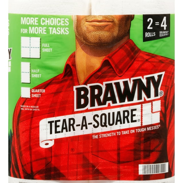 Brawny Paper Towels, Tear-A-Square, 128 2-Ply Sheets Per Roll, Two ...