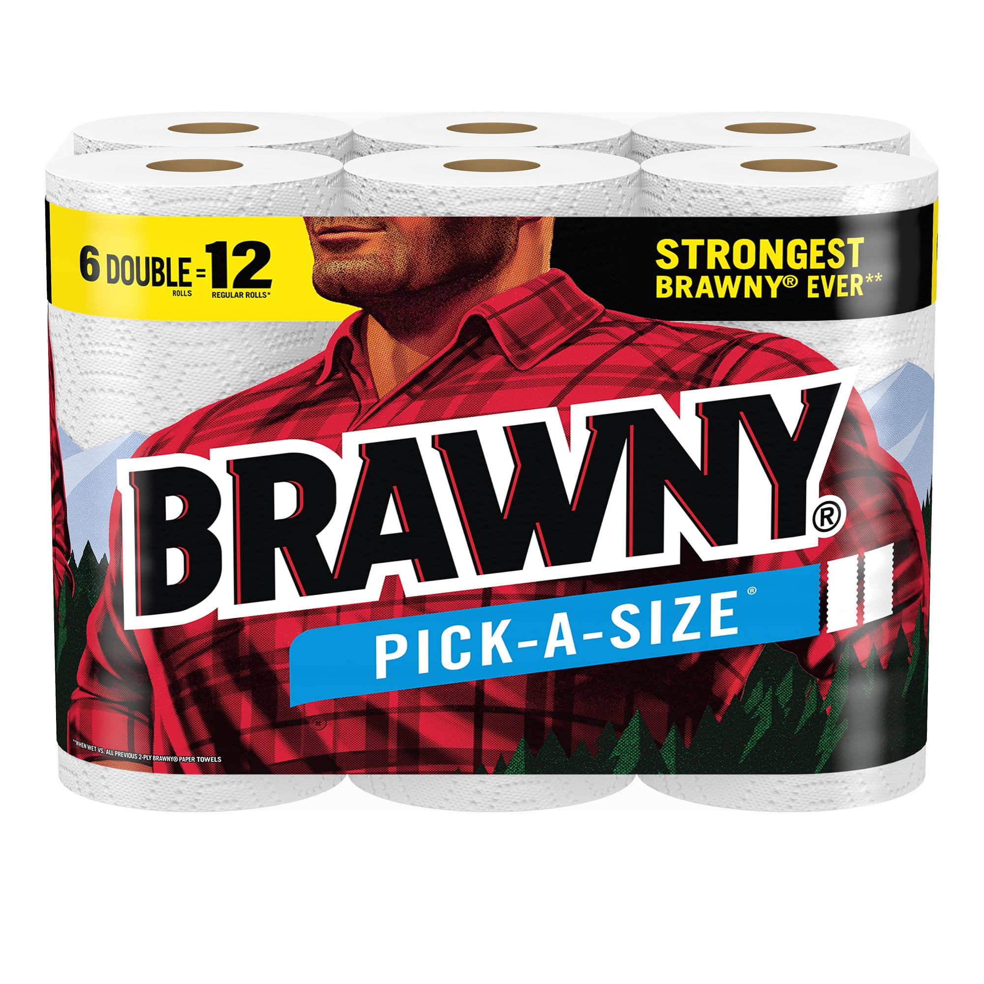 Brawny Pick-A-Size Paper Towels, 6 Double Rolls Equals 12 Regular Rolls ...
