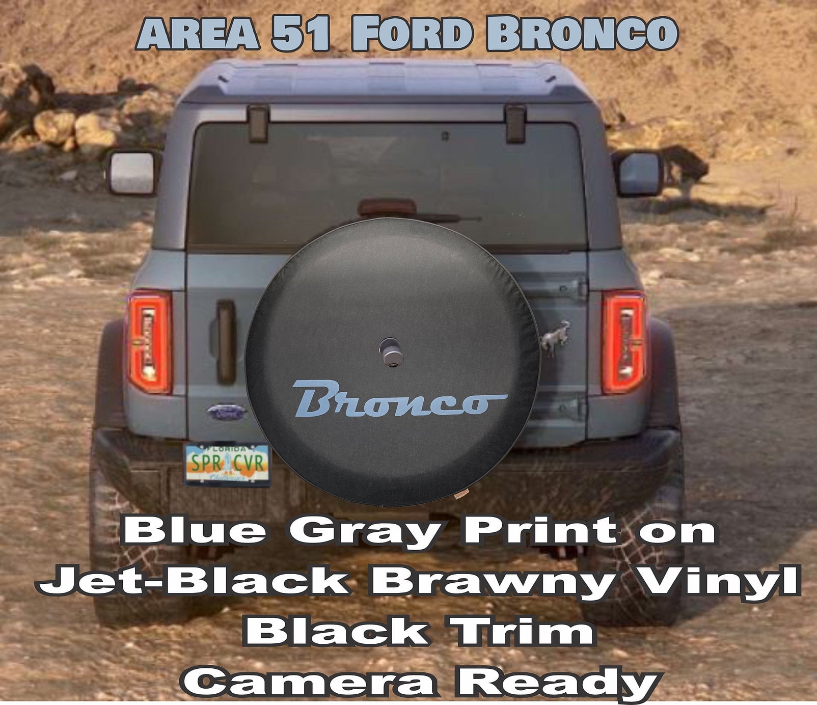 Brawny Script 32" Blue-Gray Print on Jet-Black Tire Cover - US Made ...