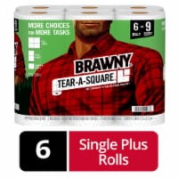 Brawny Tear-A-Square Paper Towels 6 DOUBLE ROLLS = 12 REGULAR ROLLS - Walmart.com