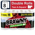 Brawny Tear-a-Square Paper Towels, 8 Double Rolls, 3 Sheet Sizes ...