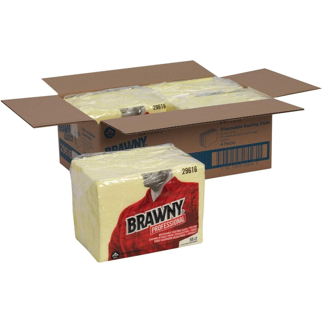 Brawny Yellow 1/8 Fold Disposable Dusting Cloth by GP PRO (SCXP), 24 ...