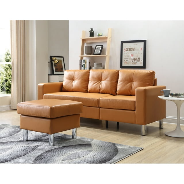 Braxton Small Space Convertible Sectional, Mocha color - Walmart.com