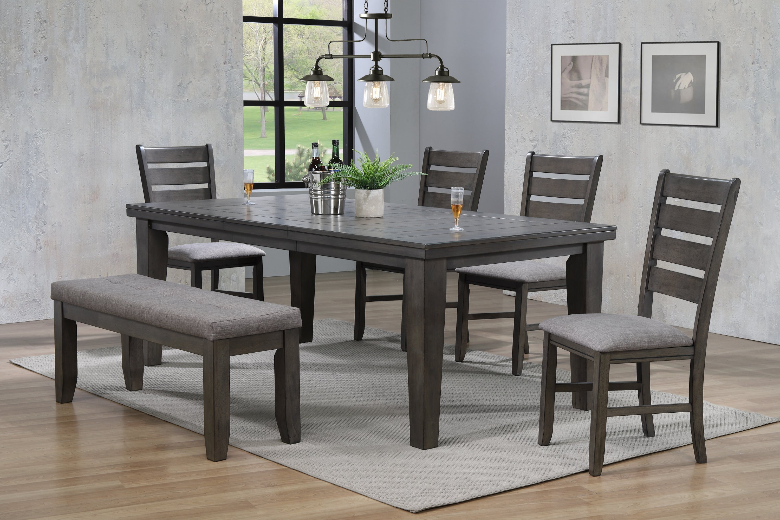 Bray 6pc Dining Set Extendable Table 4x Chair 1x Bench - Gray - Walmart.com