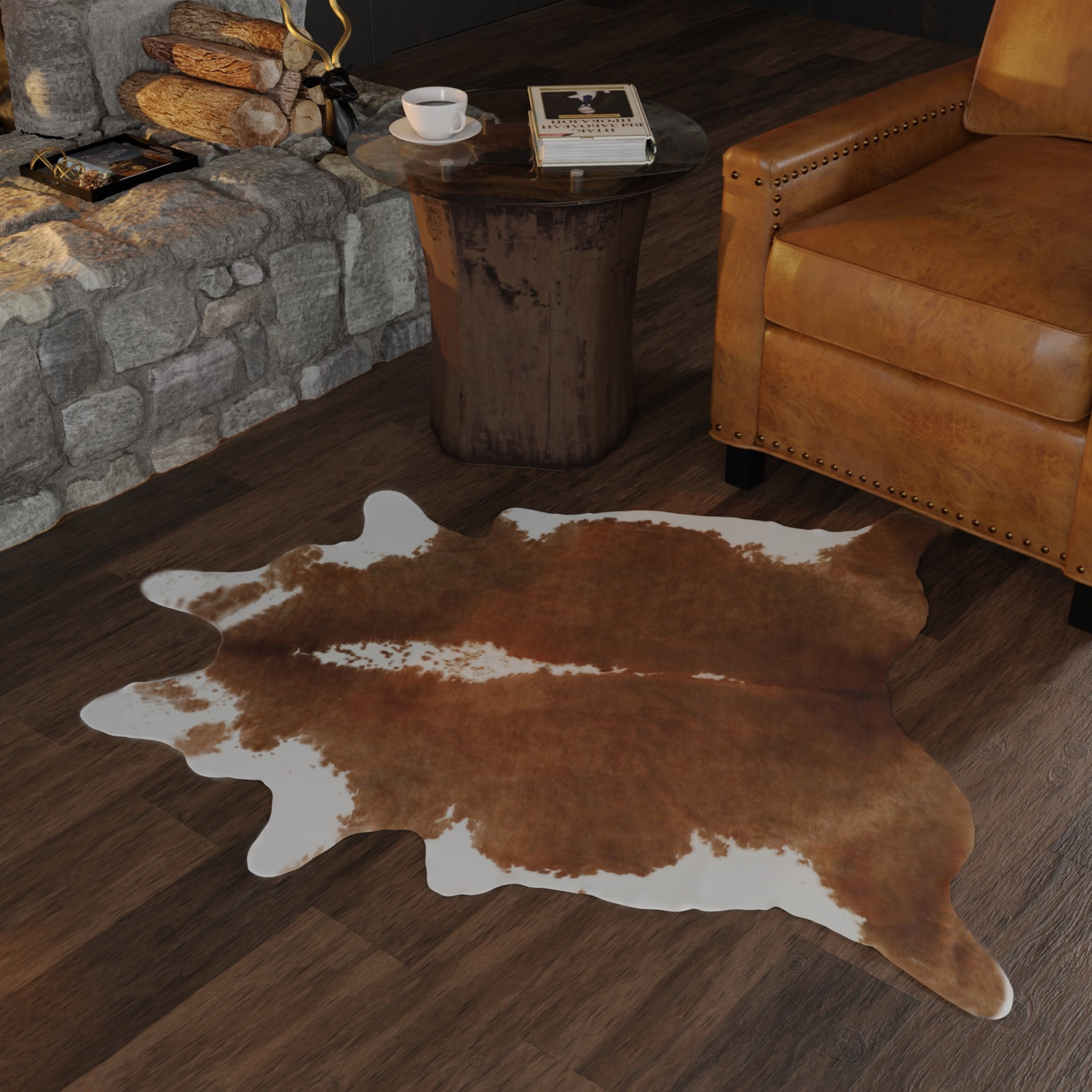 Creative Home Ideas Faux Cowhide Accent Rug, Suede Polyester, Rustic ...