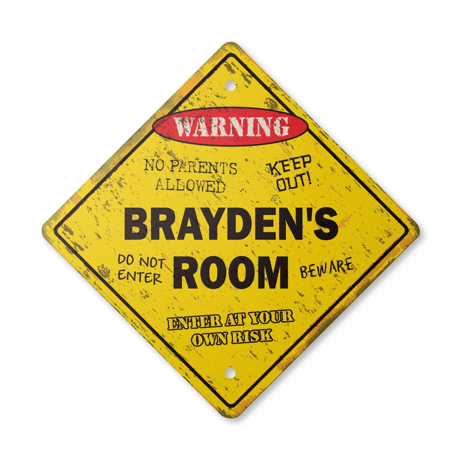 Brayden's Room Sign Vintage Crossing Zone Xing | Indoor/Outdoor Plastic ...