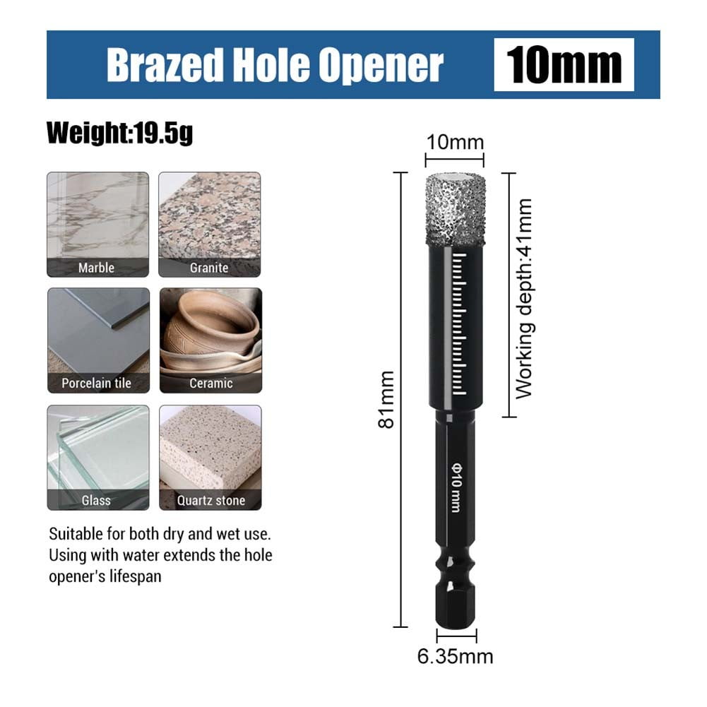 Brazed Hexagonal Shank Hole Opener Dry Tile Drill Bit Concrete Welding ...