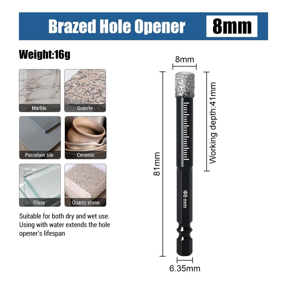 Brazed Hexagonal Shank Hole Opener Dry Tile Drill Bit Concrete Welding ...