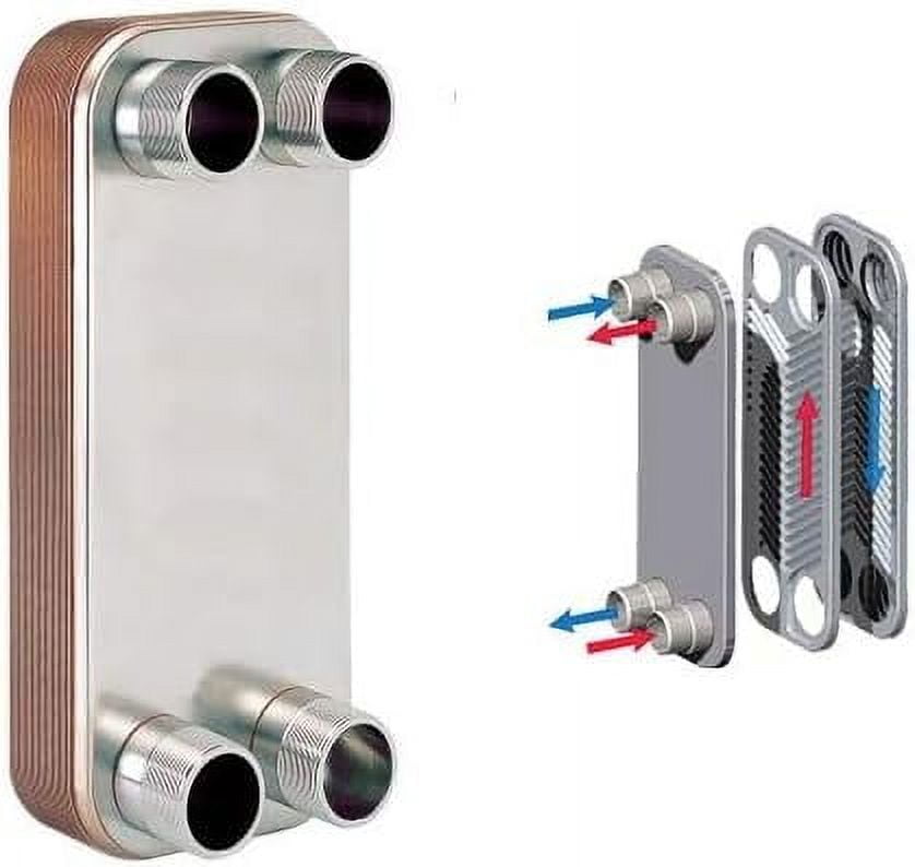 Brazed Plate Heat Exchanger Stainless Steel SS316L 4"x12" 20 Plates 1 ...